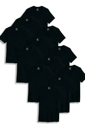 JOCKEY 100% Cotton Classic V-neck Undershirt12 Pack - Black