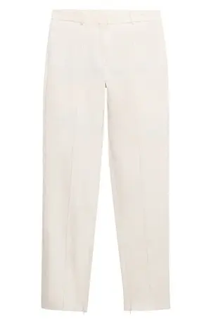 Mango Side Slit Satin Straight Leg Pants