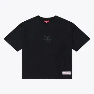 Mitchell & Ness Philadelphia Eagles Core Essentials Micro Logo Boxy Crop T-shirt - Black