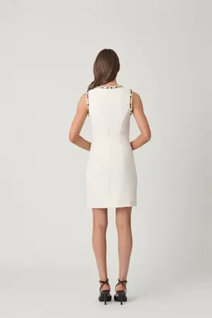 Shoshanna Gemstone Embellished Crepe Rosie Dress