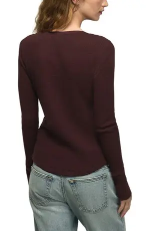 Lucky Brand Lace Trim Waffle Stitch Henley Top