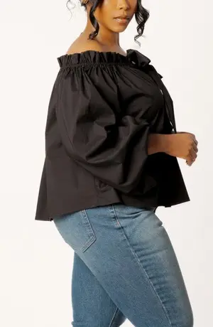 BUXOM COUTURE Off The Shoulder Tie Top