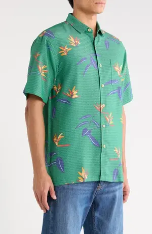 KAHALA Keahi Floral Short Sleeve Button-up Shirt - Green