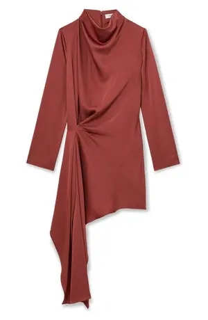 REISS Bethany Cowl Neck Long Sleeve Minidress