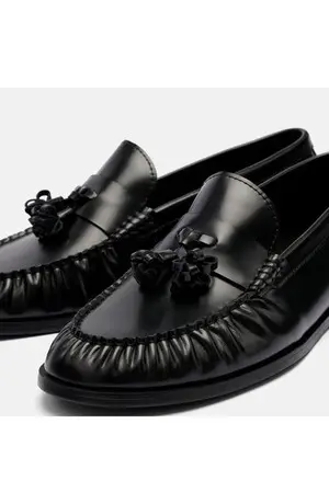 MARC NOLAN Morgan Leather Tassel Loafer - Black