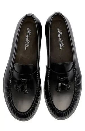 MARC NOLAN Morgan Leather Tassel Loafer - Black