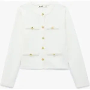 Koton Crew Neck Cardigan - Ecru
