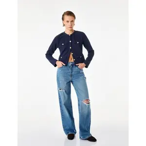 Koton Crew Neck Cardigan - Navy