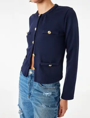 Koton Crew Neck Cardigan - Navy