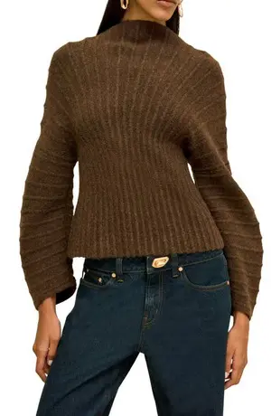 Cult Gaia Araki Ribbed Mock Neck Top