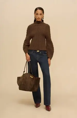 Cult Gaia Araki Ribbed Mock Neck Top