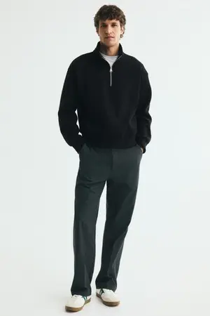 H&M Relaxed-fit Half-zip Sweatshirt - Black