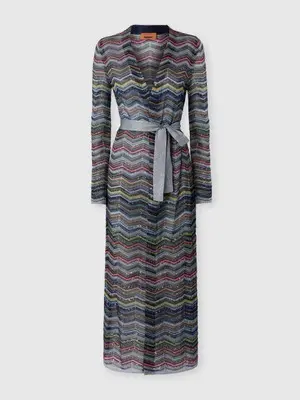 Missoni Long Chevron Viscose-blend Cardigan With Belt