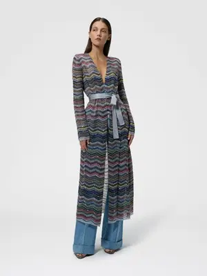 Missoni Long Chevron Viscose-blend Cardigan With Belt