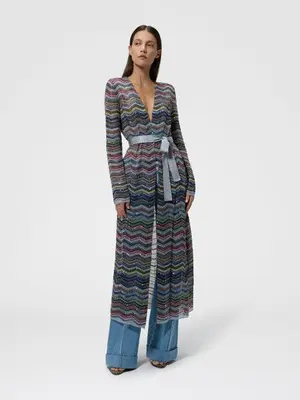 Missoni Long Chevron Viscose-blend Cardigan With Belt