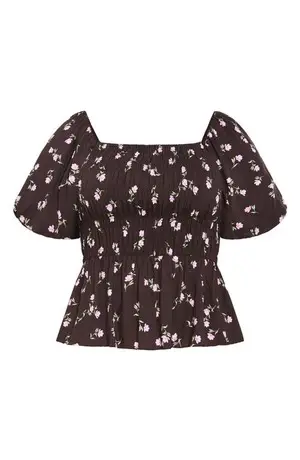 City Chic Aire Field Print Peplum Top