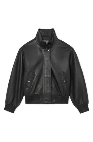 REISS Cara Leather Bomber Jacket