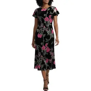 SL FASHIONS Burnout Velvet Midi Dress