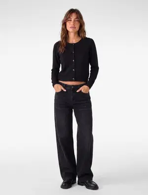 Koton Regular Fit Crew Neck Knit Cardigan - Anthracite