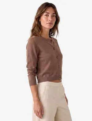 Koton Regular Fit Crew Neck Knit Cardigan - Brown