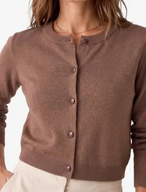 Koton Regular Fit Crew Neck Knit Cardigan - Brown