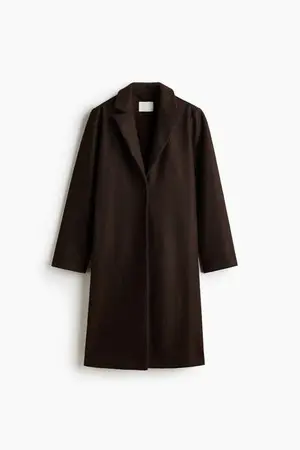 H&M Single-breasted Coat - Dark Brown