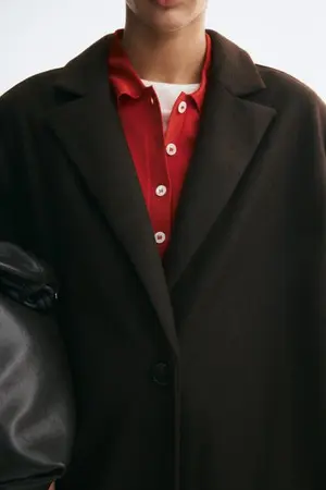 H&M Single-breasted Coat - Dark Brown