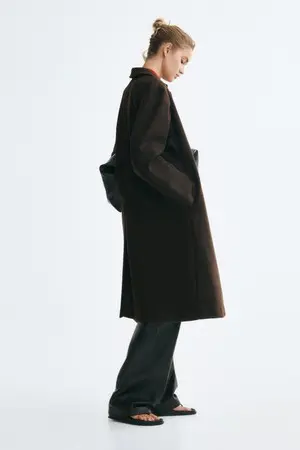 H&M Single-breasted Coat - Dark Brown