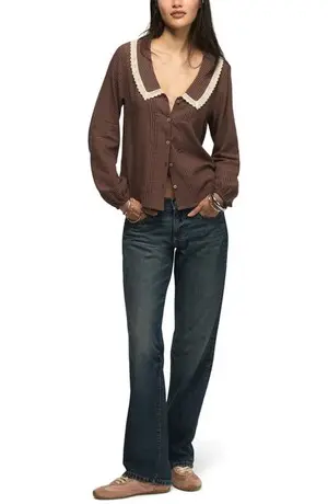 Lucky Brand Lace Collar Shirt