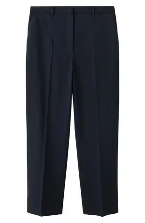 Mango Pinstripe Straight Leg Pants - Navy