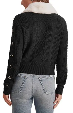 Splendid Chandler Faux Fur Collar Cardigan