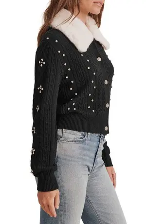 Splendid Chandler Faux Fur Collar Cardigan
