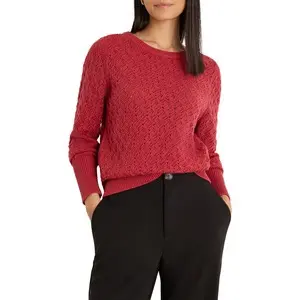 NIC+ZOE Sterling Shimmer Pointelle Stitch Sweater - Red Maple