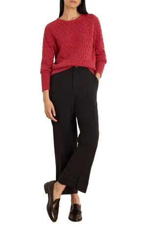 NIC+ZOE Sterling Shimmer Pointelle Stitch Sweater - Red Maple