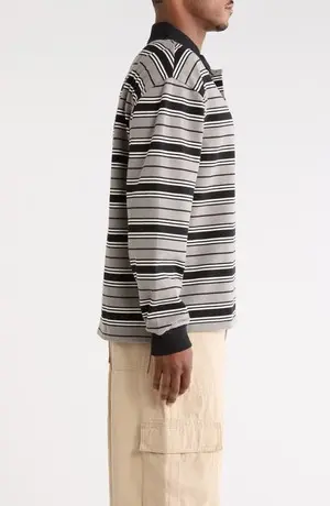 Carhartt Work In Progress Devitt Stripe Loose Fit Cotton Rugby Shirt