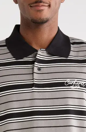 Carhartt Work In Progress Devitt Stripe Loose Fit Cotton Rugby Shirt