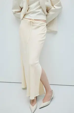 Mango Drawstring Waist Maxi Skirt - Ecru