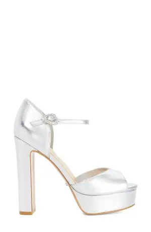 Dune London Myans Faux Leather Platform Sandal - Silver