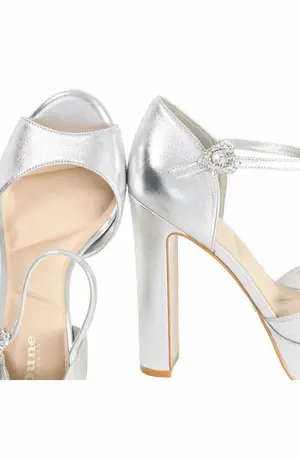 Dune London Myans Faux Leather Platform Sandal - Silver