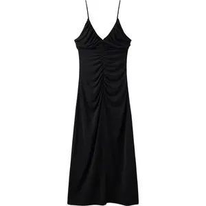 Mango Ruched Sleeveless Maxi Dress