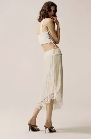 Mango Lace Detail Asymmetric Skirt