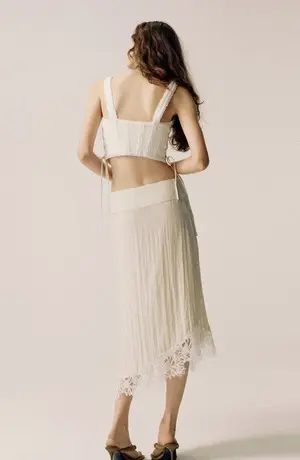 Mango Lace Detail Asymmetric Skirt