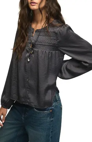Lucky Brand Satin Top - Navy