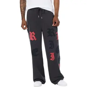 True Religion Tossed Logo Wide Leg Sweatpants - Phantom