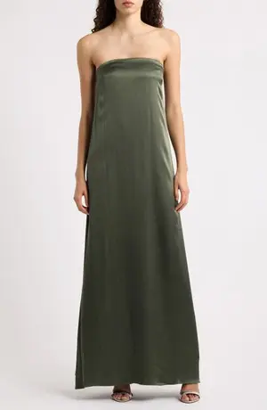 Shona Joy La Lune Strapless Satin Column Gown