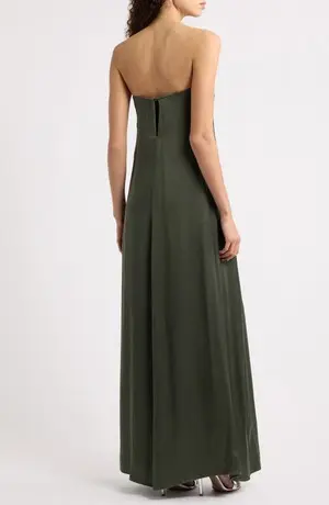 Shona Joy La Lune Strapless Satin Column Gown