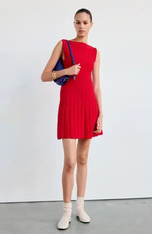Mango Rib Fit & Flare Minidress - Red