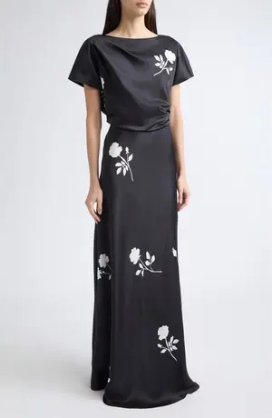 Lafayette 148 New York Floral Satin Gown