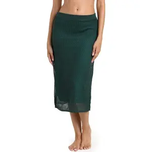 La Blanca Salted Stitch Midi Cover-up Skirt - Jungle