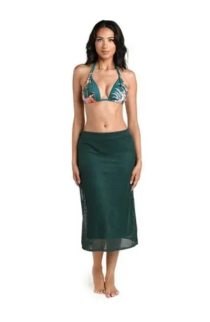 La Blanca Salted Stitch Midi Cover-up Skirt - Jungle